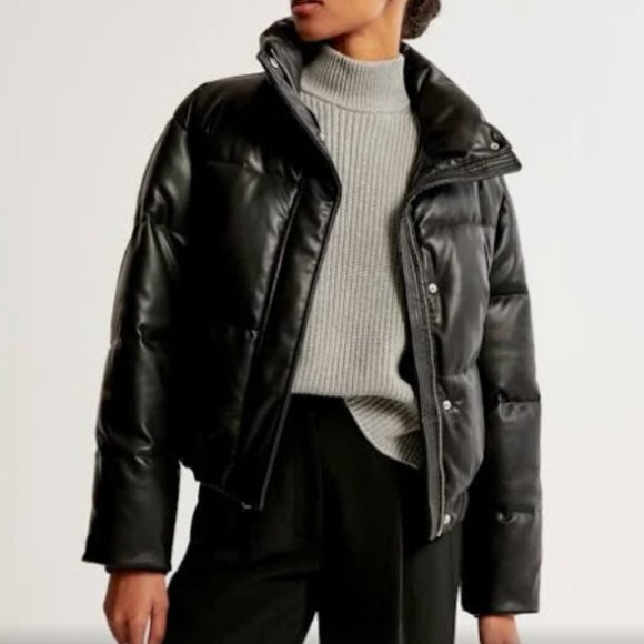 Abercrombie & Fitch | Jackets & Coats | Abercrombie Fitch Womens Ultra Puffer Vegan Leather ...
